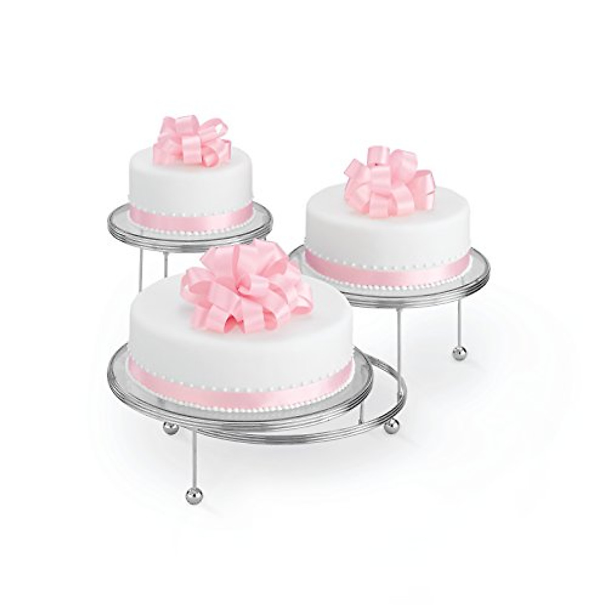 Wilton Cakes 'N More 3-Tier Cupcake and Cake Stand Display, Silver