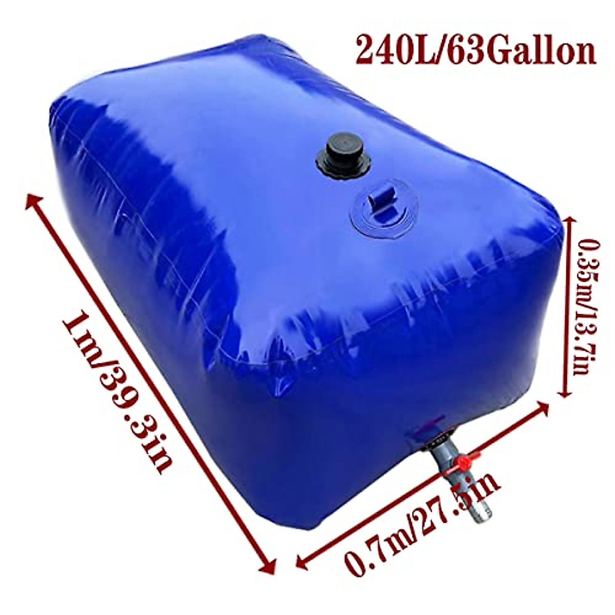 64 Gallon Water Storage Bladder Heavy Duty Truck Bed Camping Agricultural Farm Portable Large-Capacity Foldable Water Container with Shut Off Valve