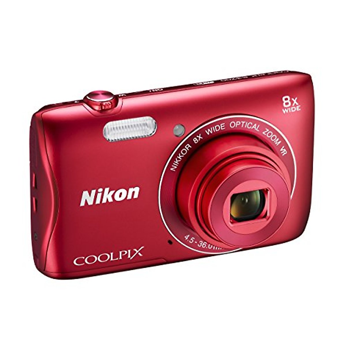 Nikon COOLPIX S3700 Digital Camera with 8x Optical Zoom and Built-In Wi-Fi (Red)