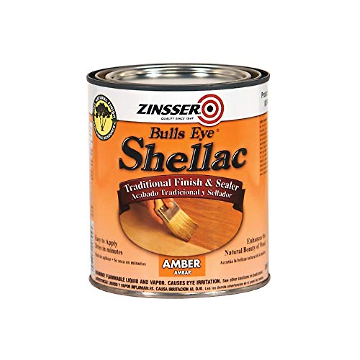 Rust-Oleum Zinsser 704H Bulls Eye Shellac, Quart, Amber
