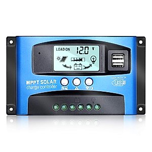 iSunergy MPPT Solar Charge Controller 100A 12V/24V Auto Solar Panel Intelligent Regulator with Dual USB Port LCD Display for Lead Acid Batteries