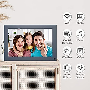 FULLJA 10 inch WIFI Digital Picture Frame Touch Screen IPS HD Display, Smart Digital Photo Frame, 16GB Storage, Auto-Rotate, Motion Sensor, Share Photos and Videos via iOS or Android App, Email, Cloud