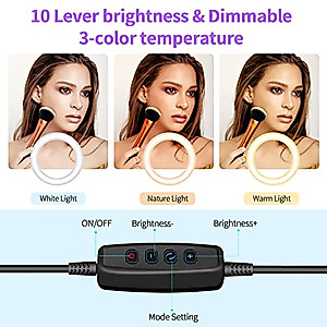 Selfie Ring Light with Tripod Stand and Phone Holder, Eicaus Tripod for iPhone with Ringlight for Live Streaming, Video Recording, Makeup, Lighting Kit Gifts for YouTube and TIK Tok