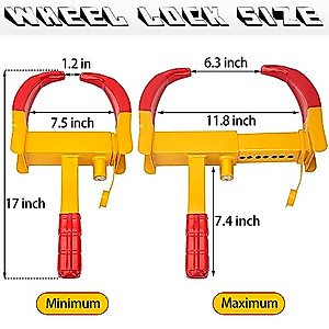 Trailer Wheel Lock, Wheel Clamp Lock Universal Wheel Boot Security Tire Lock Anti Theft Lock for Trailers Golf Cart Car Boat SUV Motorcycle Camper Car with 3 Keys (Bright Red &Yellow)
