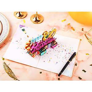 Liif Happy 80th Birthday Pop Up Card, 80th Birthday Card For Women, Men, Mom, Dad | With Message Note & Envelop | Size 8 X 6 Inch