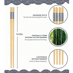 LOROTOCO 50 Pairs Bamboo Chopsticks Disposable | Separated | Reusable | Dishwasher Safe- （9.45in）