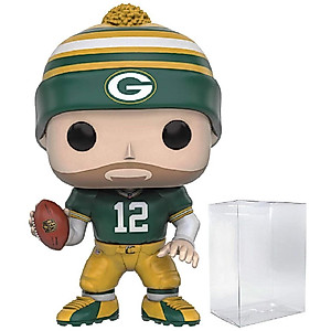 POP Football: Packers - Wave 3 Aaron Rodgers Funko Vinyl Figure (Bundled with Compatible Box Protector Case), Multicolor, 3.75 inches