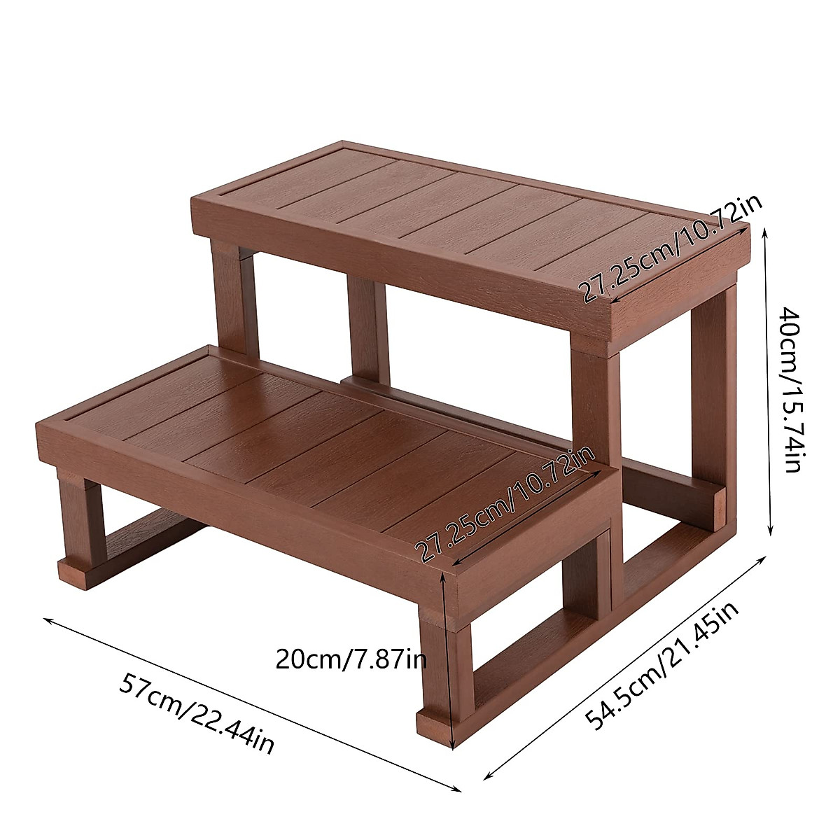 LIYUANJUN Hot Tub Steps, Spa Ladder with Allen Key for Any Hot Tub Shape and Size(3.28FT High) Outdoor Universal Pool Support Steps Large Non Slip Treads 23.62 * 21.46 * 15.75Inch (Brown)