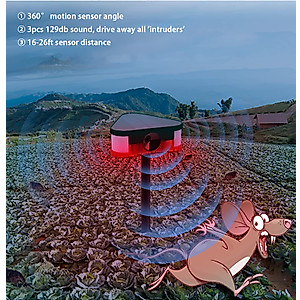Solar Sound Light Alarm: 360°Motion Alarm Solar Strobe Light with Remote Controller, 129db Siren Sound Motion Detector IP65 Waterproof 4 Work Mode for Home, Farm, Barn, Yard, Chicken (Green+Red)