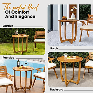 Idzo Outdoor Bistro Dining Table Heavy Duty 270lbs Capacity, FSC Acacia Wood, Elegant & Minimalist Design for Garden, Backyard, Porch, Patio