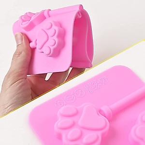 Newk Lollipop Silicone Mold, 4 Packs 6- Cavity Non-Stick Paw Silicone Molds for Lollipop Chocolate Candy