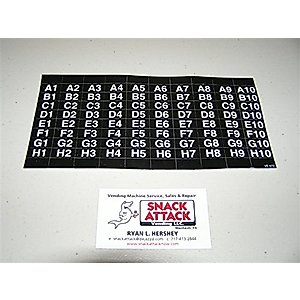 (AP) Automatic Products Snack Machine Selection Label Sheet 4600, 6600, 7600, 111, 112, 113