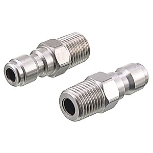 RIDGE WASHER Pressure Washer Couplers, 1/4 Quick Connect Plug, Male NPT Fitting, 5000 PSI, 2 Pack