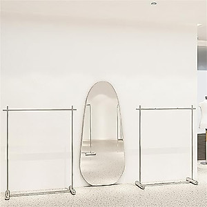 ROLTIN Slim Garment Rails Stainless Steel, Tall Floor Standing Garment Racks Clothes Coat Display Racks Clothing Store Furniture for Small Spaces