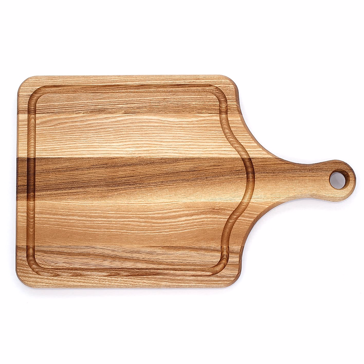 BIOL 15.7x9.8’’ Wooden Hardwood Cutting Board with Handle for Kitchen with Deep Juice Groove BBQ Chinese Turkey Mini Commercial - Lipped Round Charcuterie Board with Lip, Bread Cheese, Crackers