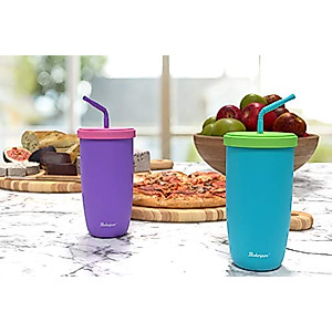 Bakerpan Silicone Straw Cup for Toddlers and Kids, 12 Ounces (Blue)