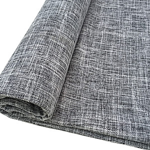 TinaKim Faux Linen Upholstery Fabric, for Sofa Couch Chair Cover Material DIY (5 Grey White, 6 Yard)