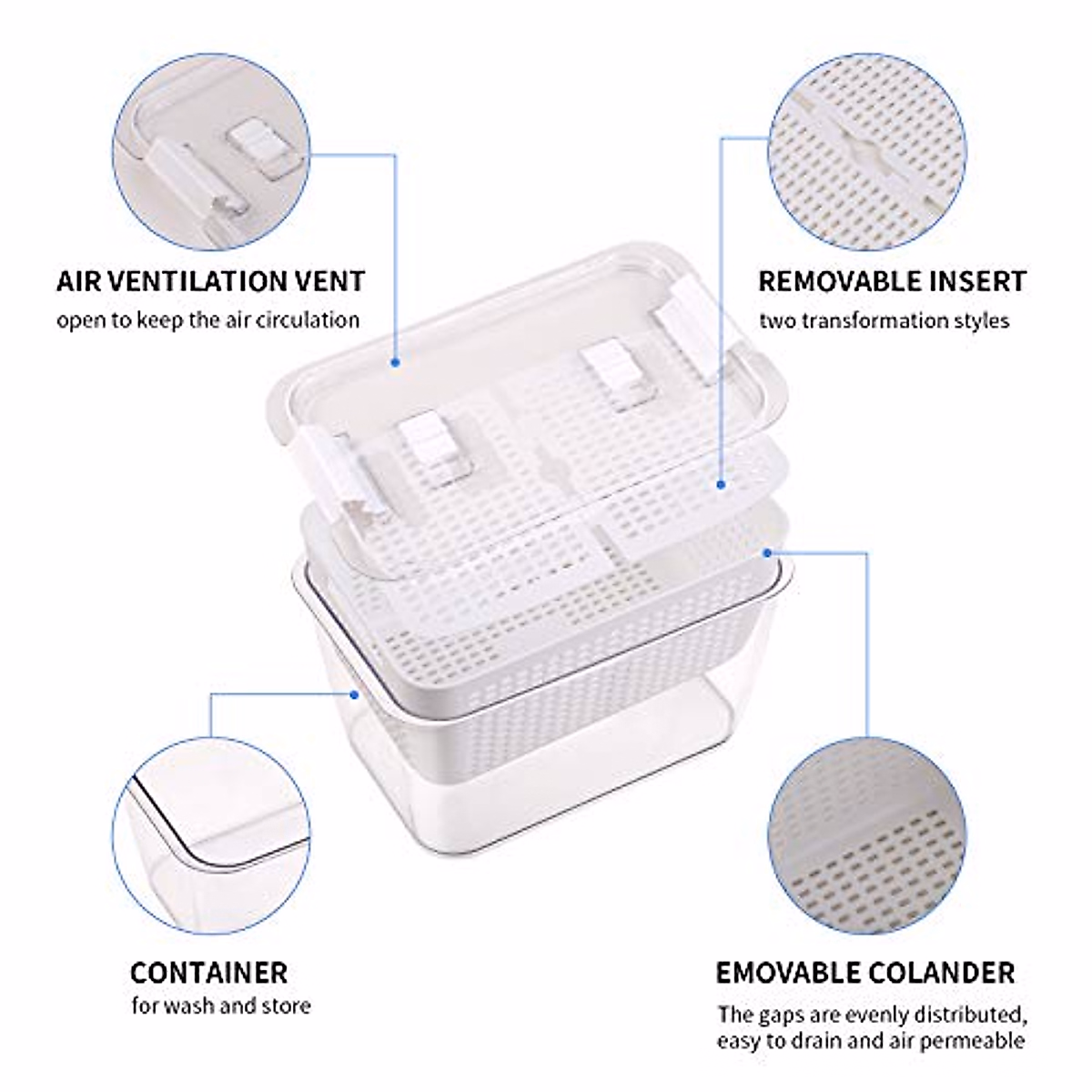 Fruit Storage Containers for Fridge, 3 Pack Produce Saver Containers 10 Pack BPA FREE Reusable Freezer Bags, Vegetable Fruit Container Storage Reusable Lunch Bag for Meat Fruit