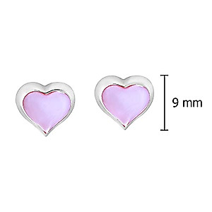 AeraVida Trendy Barbie Pink Heart Mother of Pearl.925 Sterling Silver Stud Earrings