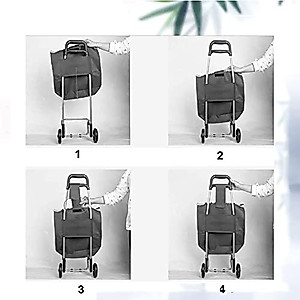 THEGA Shopping Trolley Replacement Bag with Side Pockets - 38L Trolley Bags for Shopping Cart, Portable Waterproof Oxford Cloth Waterproof Storage Bag, Trolley Accessories, Folding Storage Bags