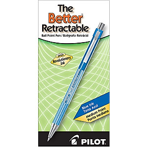 PILOT The Better Ball Point Pen Refillable & Retractable Ballpoint Pens, Medium Point, Blue Ink, 6 PACK