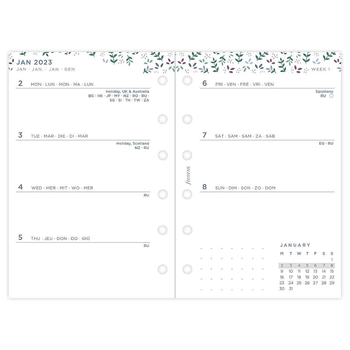Filofax Pocket Garden Week to View 2023 Diary, White (23-68292)