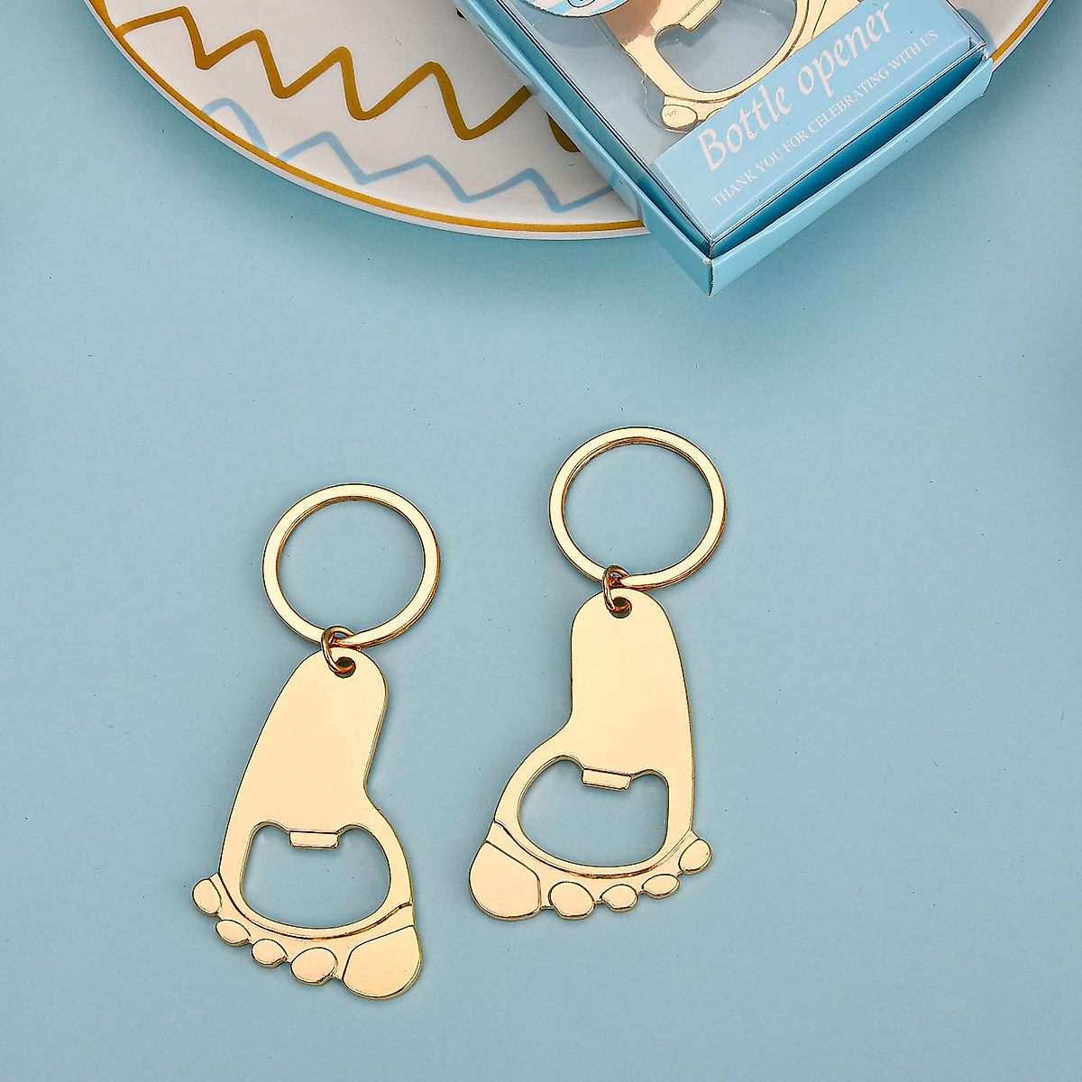 VZCBZC 24Packs Footprint Bottle Openers with Party Shower Return Gift Boxes for Party Favors, Gifts or Decorations for Guests