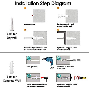 AWX Heavy Duty Shelf Brackets 12 inches x 8 inches with Screws - 8 Pack Black Metal Shelf Brackets - Shelf Support Angle Brackets for Shelves - L Brackets Heavy Duty Floating Shelf Brackets