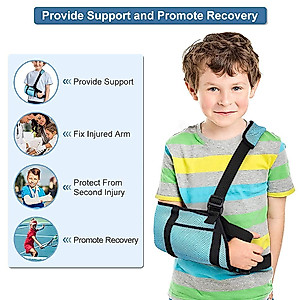 Arm Sling for Children, Kids Arm Support with Waistband Under 6 Years Old Shoulder Immobilizer and Storage Pockets for Toddler Broken Arm, Elbow, Wrist Support and Injury Recovery Arm Sling for Shoulder Injury