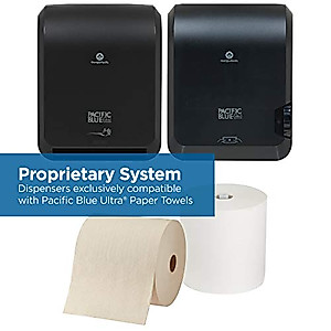 Pacific Blue Ultra 8" High-Capacity Automated Touchless Paper Towel Dispenser by GP PRO (Georgia-Pacific); Black; 59590; 12.9" W x 9" D x 16" H; 1 Dispenser