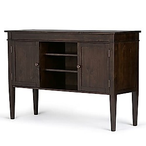 SIMPLIHOME Carlton SOLID WOOD 54 Inch Wide Transitional TV Media Stand in Dark Tobacco Brown for TVs up to 60 Inches, For the Living Room and Entertainment Center