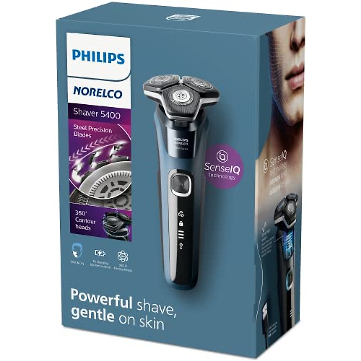 Philips Norelco Shaver 5400, Rechargeable Wet & Dry Shaver with Pop-Up Trimmer, S5880/81