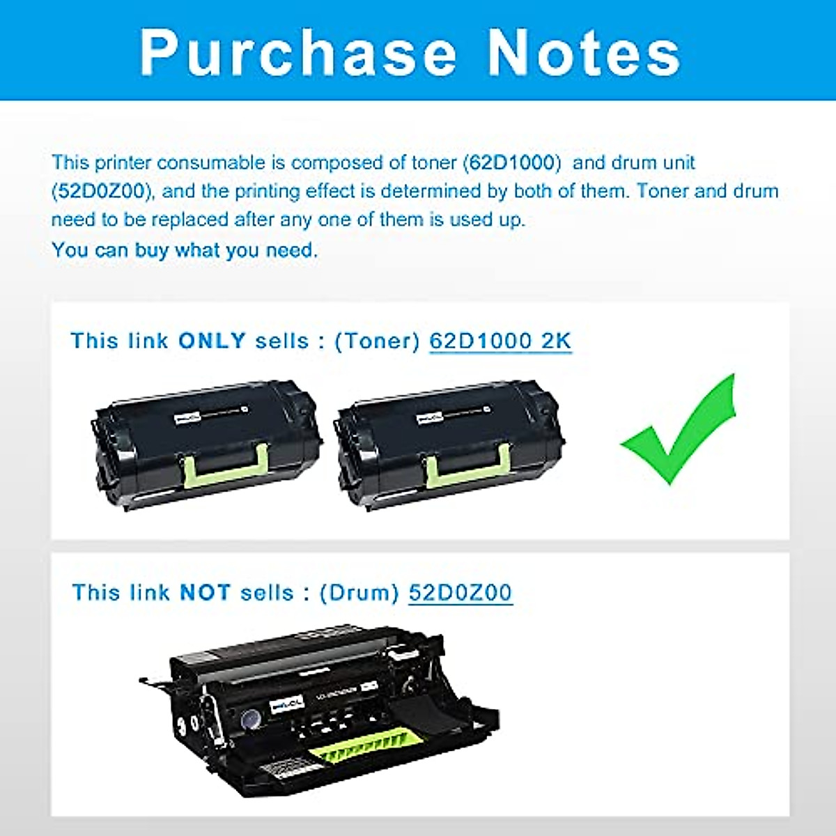 LCL Compatible Toner Cartridge Replacement for Lexmark 621 62D1000 MX710 MX710DE MX710DHE MX711DE MX711DHE MX711DTHE MX810 MX810DE MX811 MX811DE MX812 MX812DE (2-Pack Black)