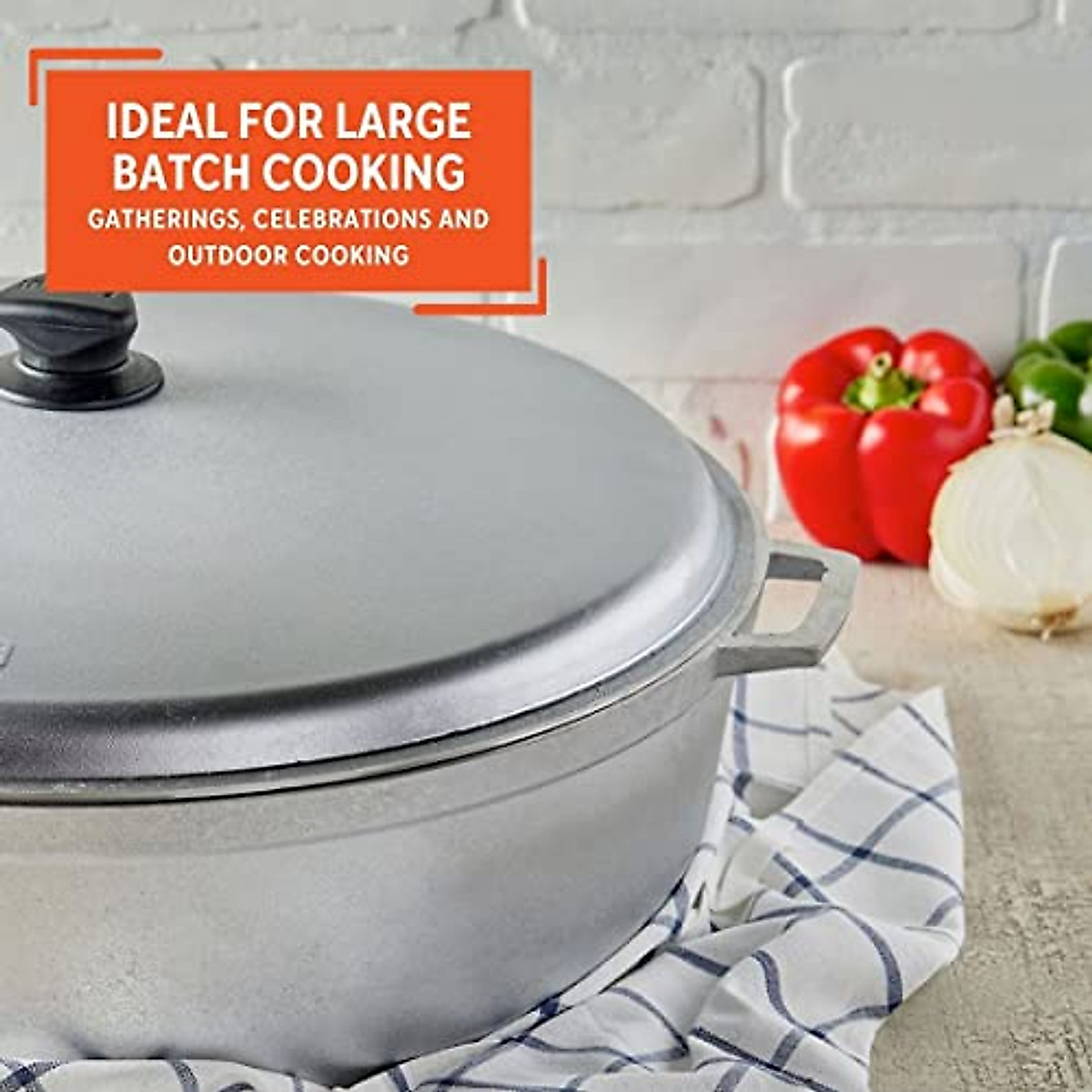 IMUSA USA Traditional Oversided Colombian Caldero 26.8-Quart/50cm, Silver