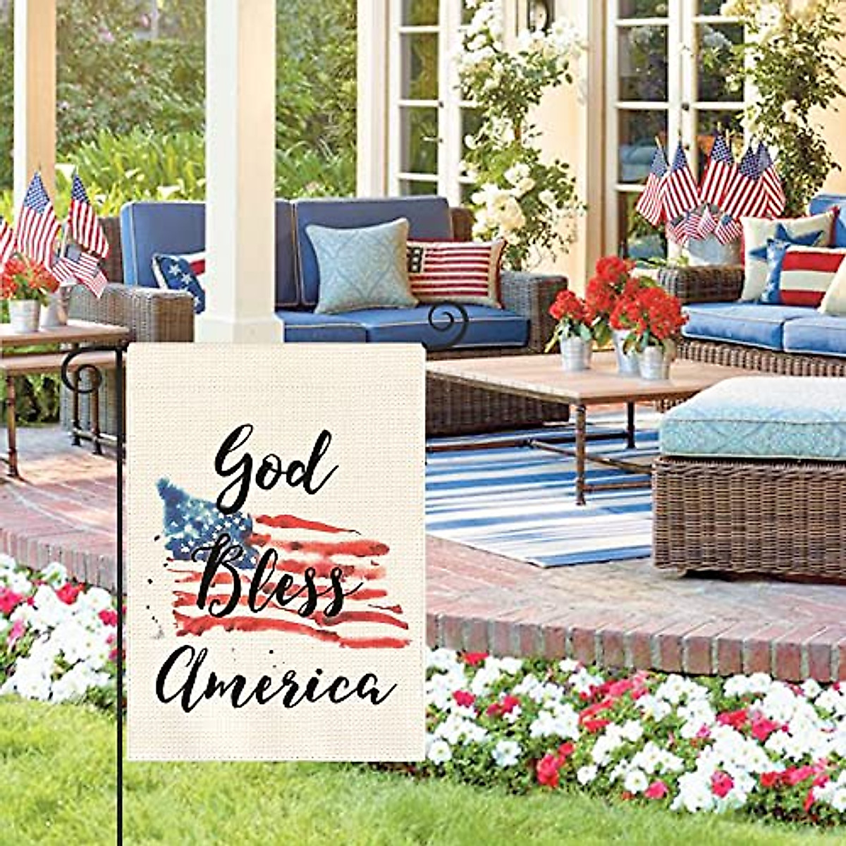 AVOIN colorlife God Bless America 4th of July Patriotic Garden Flag Double Sided Outside American Stars and Stripes, Memorial Day Independence Day Yard Outdoor Decoration 12 x 18 Inch