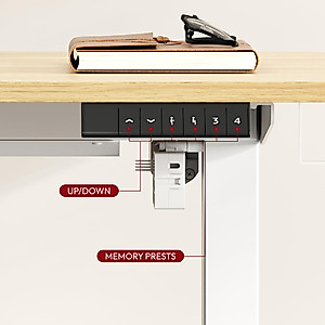SANODESK Electric Standing Desk 48 x 24 Inches, Height Adjustable Stand Up Desk w/6-Button Controller, Ergonomic Computer Desk for Home Office, White Frame + Natural Tabletop