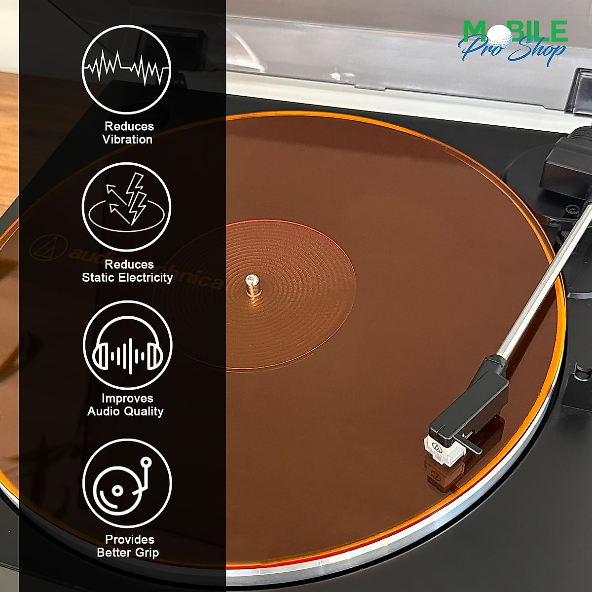 Acrylic Turntable Mat-Platter Vinyl Slipmat for 12 Inches LP Players-Reduced Noise & Improves Sound Quality & Provides Tighter Bass-Anti Static Record Player Mat.