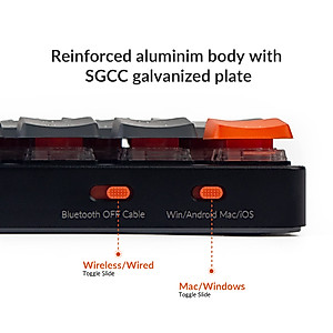 Keychron K7 65% Layout Ultra-Slim Hot-swappable Wireless Bluetooth/Wired USB Mechanical Keyboard with Low-Profile Optical Brown Switch White LED Backlit Computer Keyboard for Mac Windows