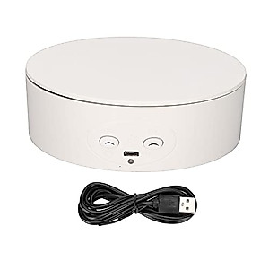 Tharyee Electric Rotating Display Stand, 360 Degree Rotating Turntable, 360 Degree Rotating Display Stand Maximum Load 6.6lb Electric Rotating Turntable for Wine Bottles Cosmetics (White)