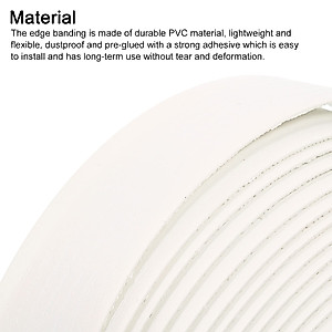 uxcell Edge Banding, 1-5/8 inch x 24.6ft Pre-Glued Beige Embossed Veneer Edging Iron-on Flexible Edge Banding for Cabinet Repair Furniture Restoration