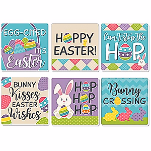 Big Dot of Happiness Hippity Hoppity - Funny Easter Bunny Party Decorations - Drink Coasters - Set of 6