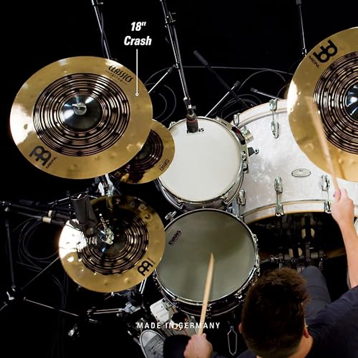 Meinl Cymbals Classics Custom Dual 18" Crash Cymbal for Drum Set, Dark/Brilliant — Made in Germany — B12 Bronze, 2-Year Warranty, (CC18DUC)