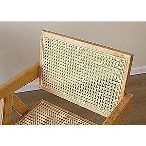 qazplm Set of 2 Retro Rattan Dining Chair Ash Wood Frames Handmade Rattan Back Chair，for Home Living Room Dining Garden Balcony Leisure Arm Chair (Wood Color)