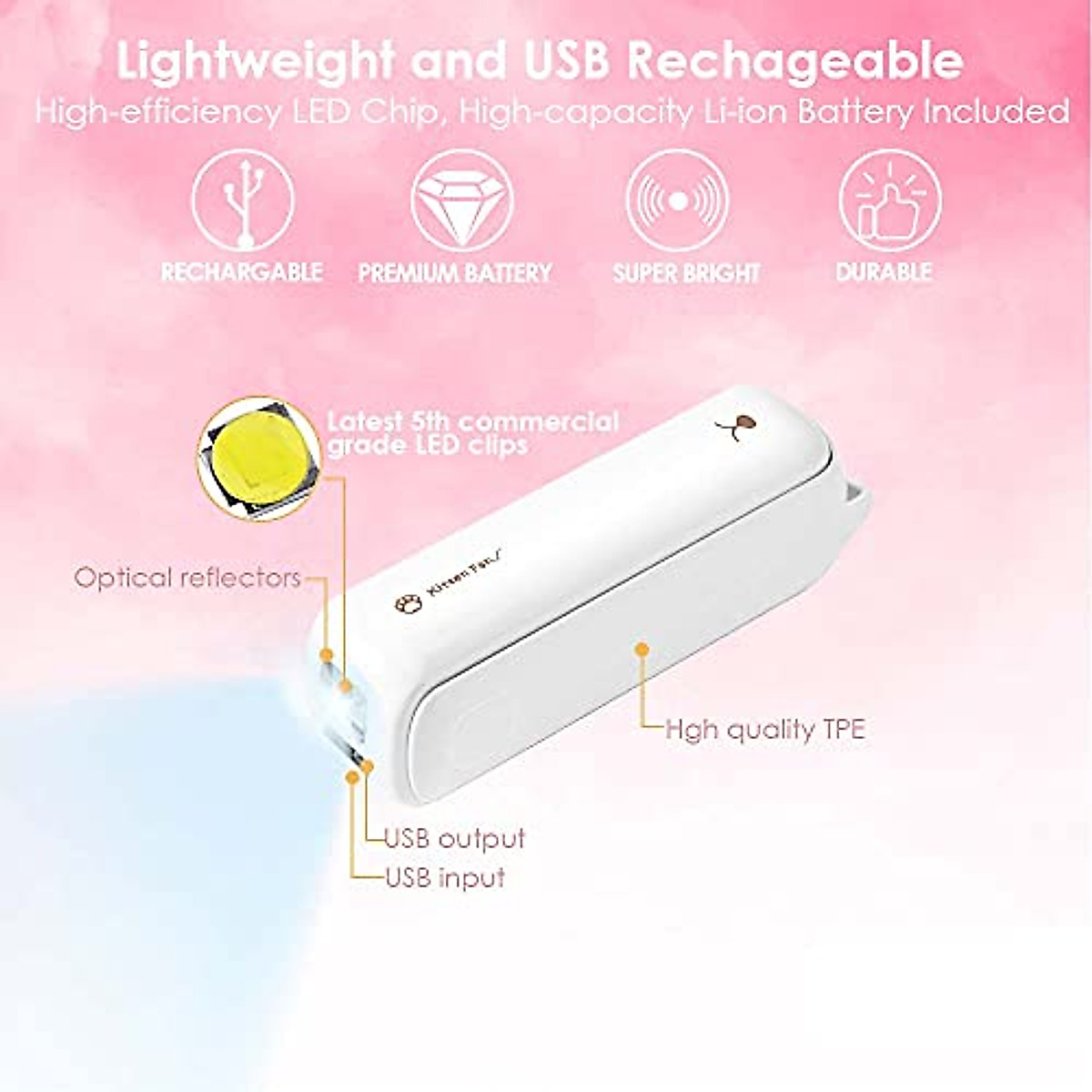 BRILLIRARE Handheld Fan, 3 IN 1 Portable Personal Fans with Power Bank&Flashlight, Mini Foldable Pocket Desk Fan, USB Rechargeable Battery Operated, 8-24 Work Hours for Travel Camping, White