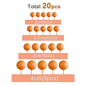 ASTARON 20 Pcs Ball Cake Topper Decorations Mini Balloons Cake Topper Sticks Orange Balls Cake Picks Cake Topper Balls Cake Decorations for Wedding Birthday Cake Decorations