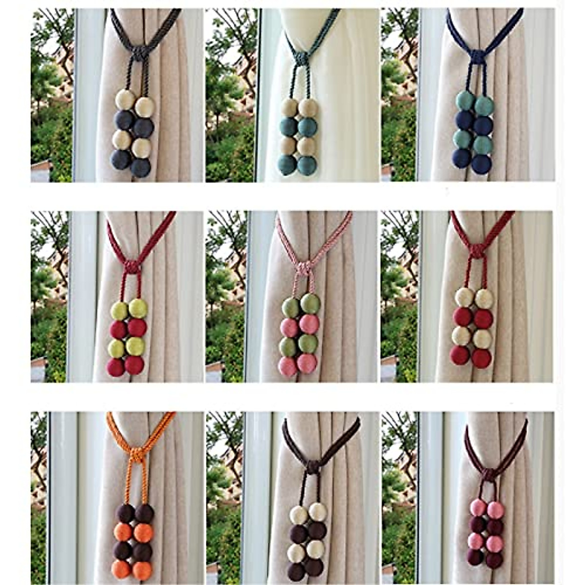 1Pc Magnetic Curtain Tieback Weave Buckle Strap Curtains Holdbacks Clip Rod Magnet Tie Backs Hanging Belts Rope Accessoires (G)