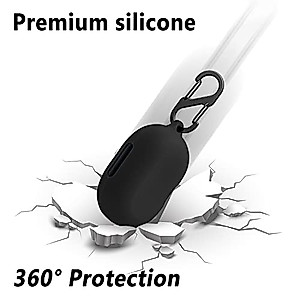 Geiomoo Silicone Case Compatible with Anker Soundcore Space A40, Protective Cover with Carabiner (Black)