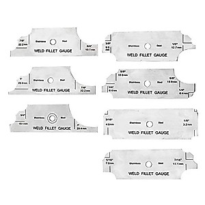 Carkio V-WAC Gage Biting Edge Stainless Steel Welding Gauge Single Weld Gage Weld with 7 Piece Fillet Weld Gauge Gage SetCompatible with Welder Inspection