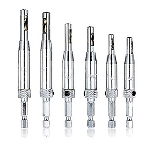 6pcs Hinge Drill Bit,Self Centering Hinge Cabinet Door Wood Drill Bit Set 5/64 7/64 9/64 11/64 13/64 1/4