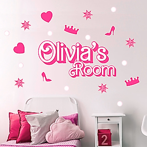 Iconic Style Personalized Wall Decor - Hot Pink Wall Decals Peel and Stick - Perfect Accessories for Women Party - Ideal for Bedroom Decor - Loved by Kids, Girls, Women